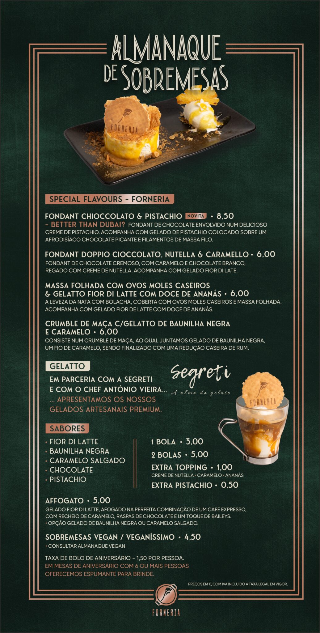 Menu Forneria - Almanaque de Sabores | Forneria Vila Real