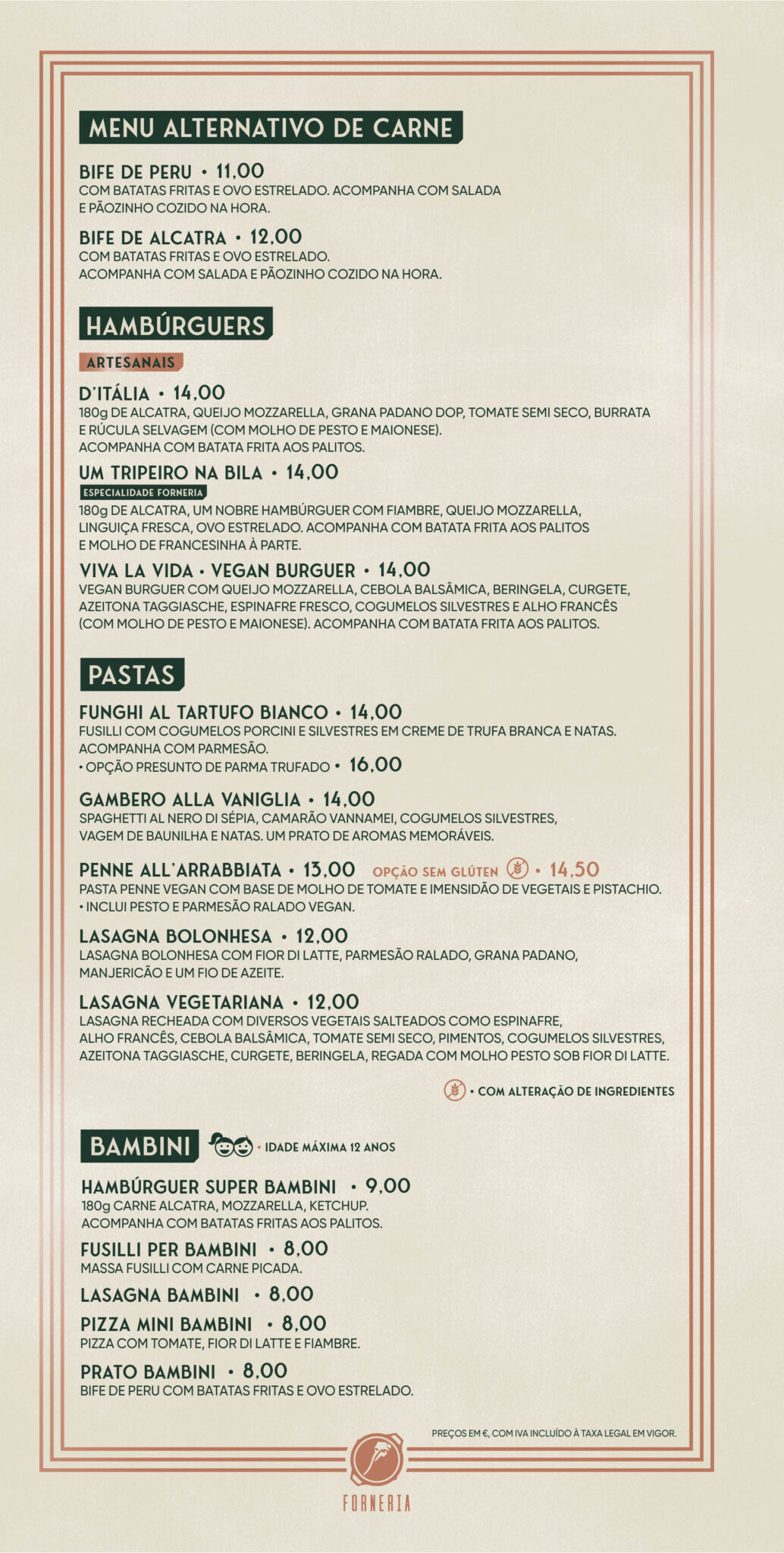 Menu Forneria - Almanaque de Sabores | Forneria Vila Real